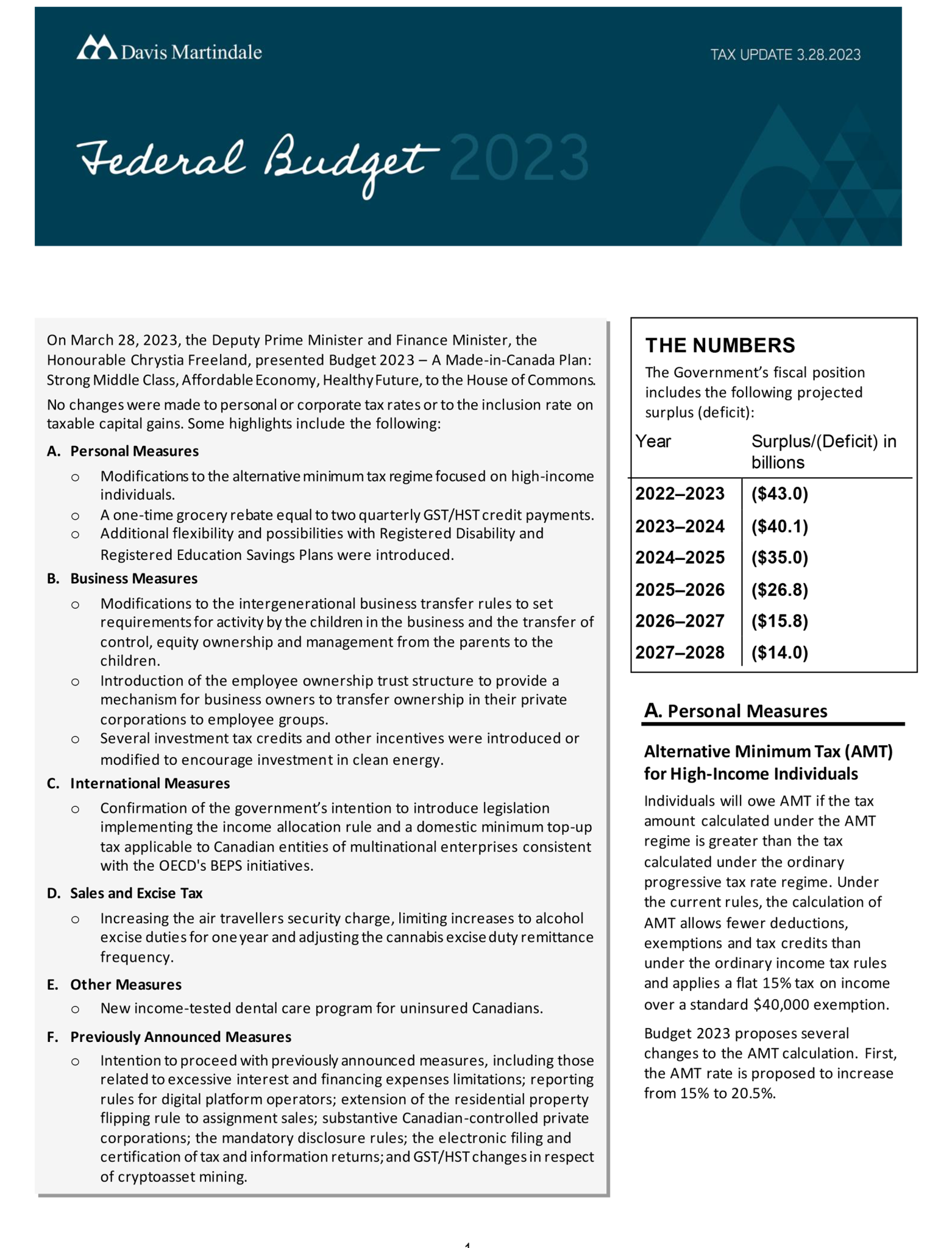 2023 Federal Budget Highlights - Davis Martindale