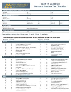 2024 Canadian Personal Income Tax Checklist